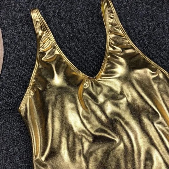 Swim | Gold Metallic Shiny Onepiece Swimsuit | Poshmark